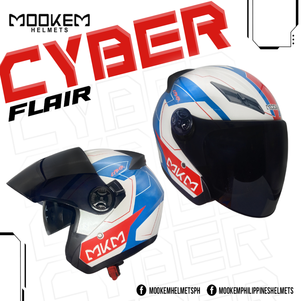 Mookem Helmet Z0010 FLAIR - CYBER Half Face Dual Visor Helmet | Shopee ...