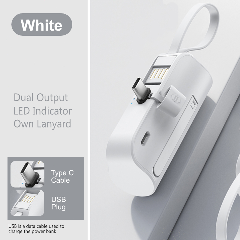 Mini Power Bank 5000mAh Small Portable Fast Charging 2 in 1Capsule ...