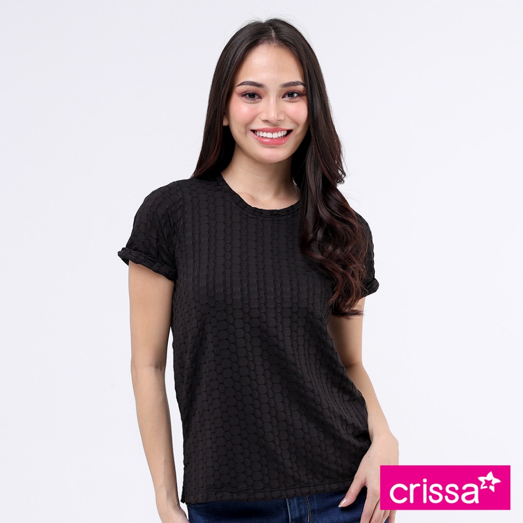 Crissa Honey Comb Knits Short Sleeves Blouse CSFT16-0024 | Shopee ...