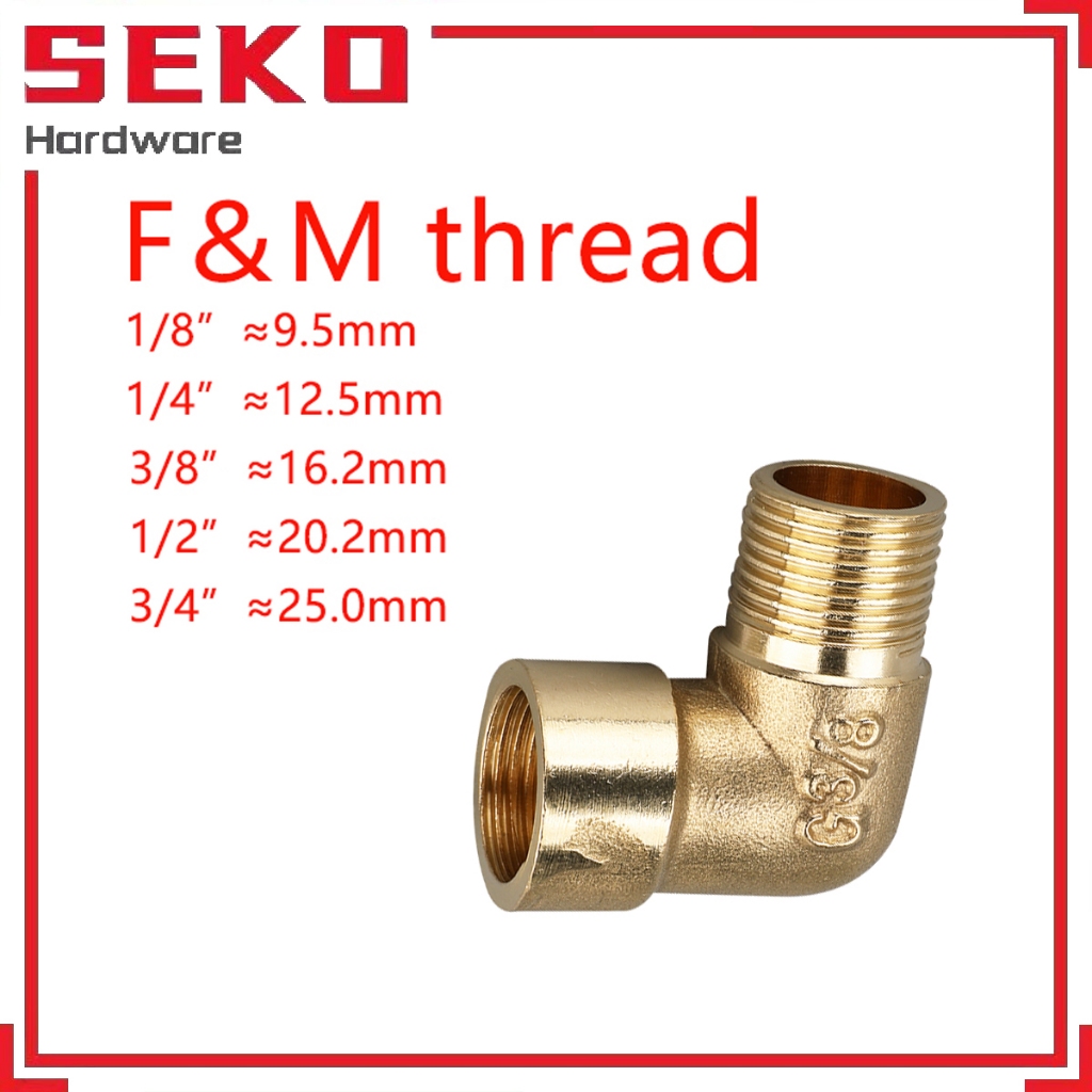Male Female Thread Brass Equal Elbow Fittings 90 Degree Pipe Connectors 1/8" 1/4" 3/8" 1/2" 3/4 ...