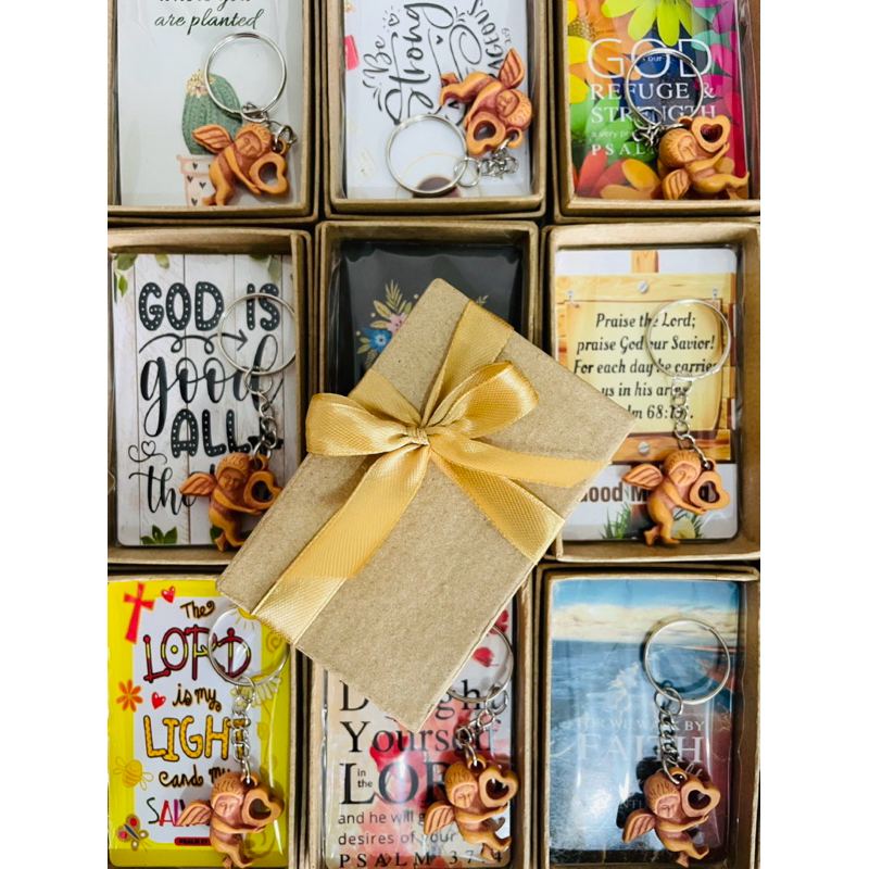 YLH | Bible Verse Ref Magnet w/ Angel Keychain | Mini Bouquet Dried ...