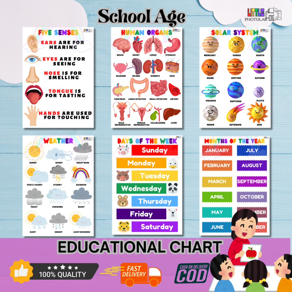 SCHOOL AGE Laminated Learning Material Educational Chart Solar System ...