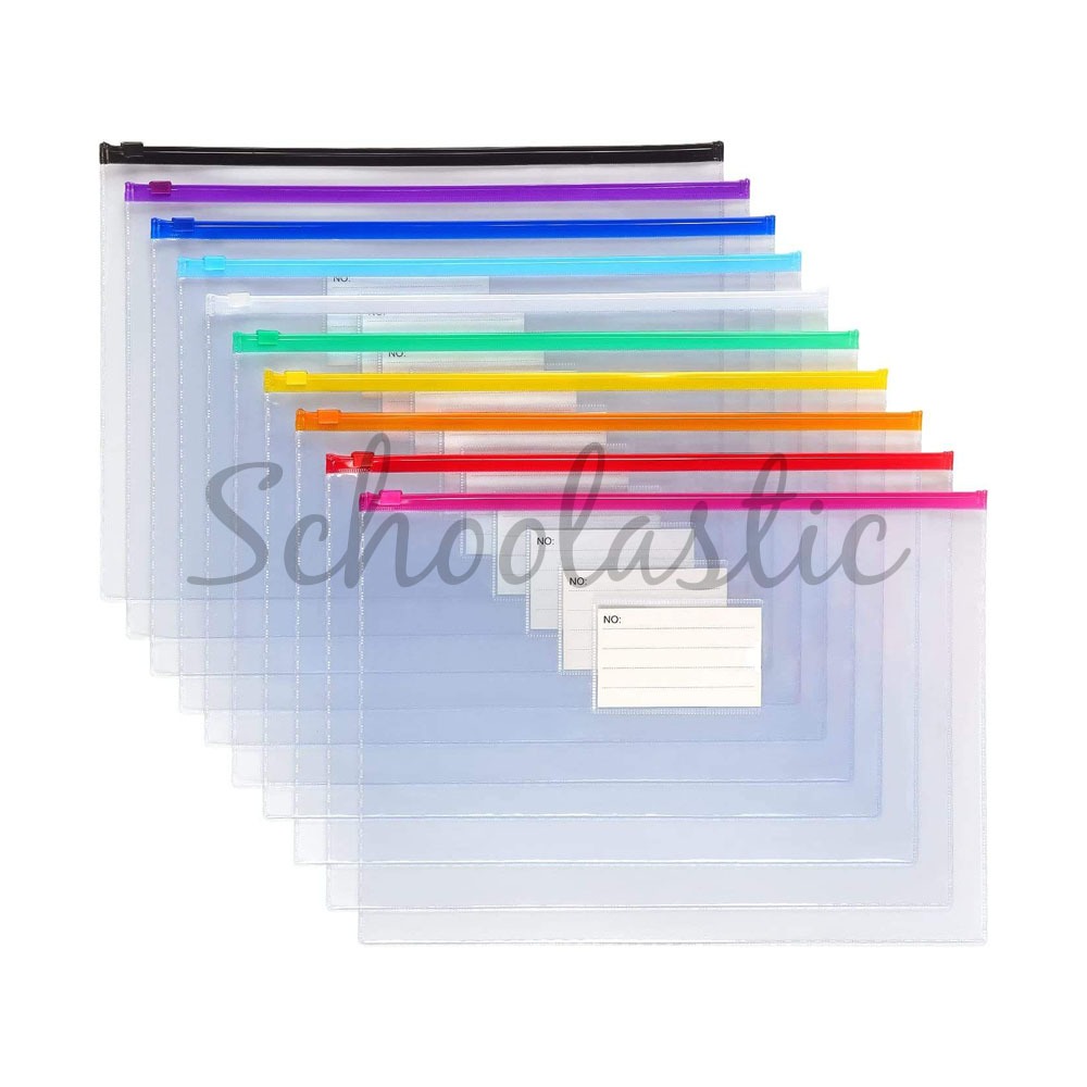 A4 Zip Lock Plastic Envelope Water-resistant File Bags for School and ...