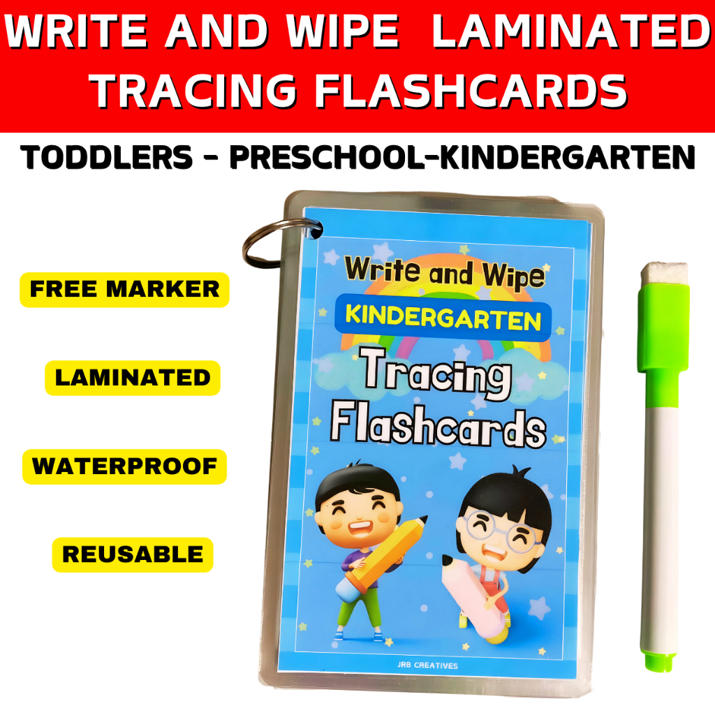 30 page Write and Wipe REUSABLE Laminated Flashcards for Kids + FREE MARKER | Shopee Philippines