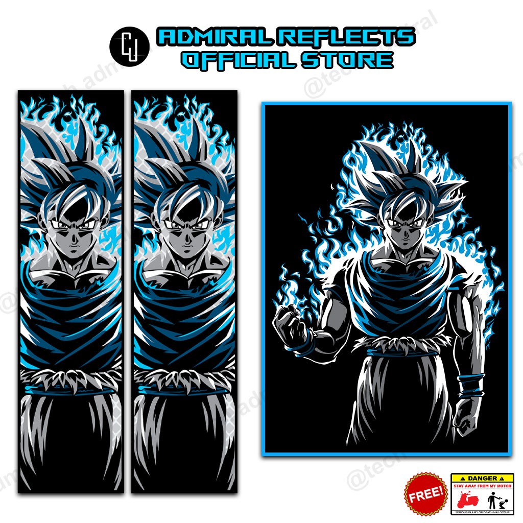 Alloy Top Box Sticker Waterproof Goku Blue Flame (REFLECTORIZED ...