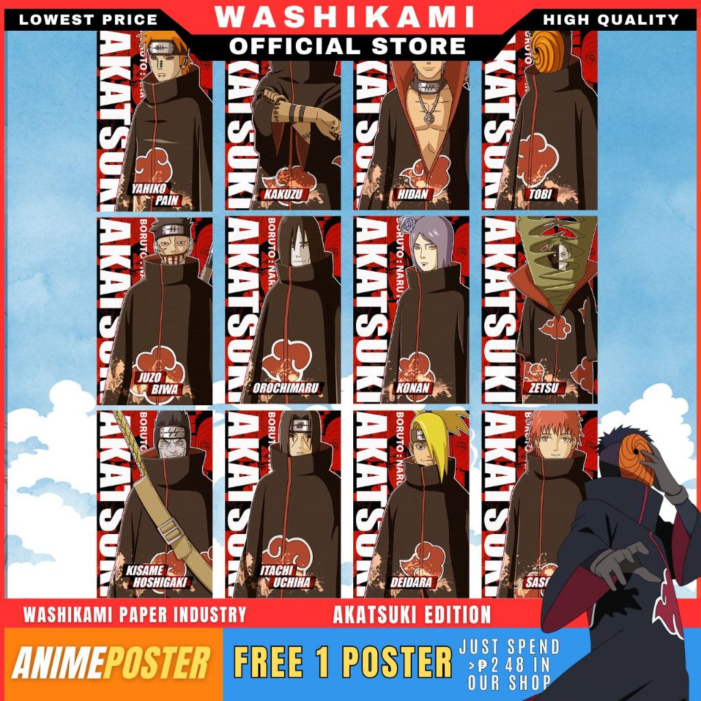 Naruto - Akatsuki Edition : Official A4 Anime Posters / Sticker Poster ...