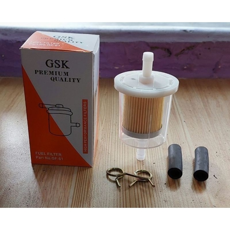GF61 FUEL FILTER TRANSPARENT WITH METAL CLAMP AND HOSE GSK GOOD QUALITY ...