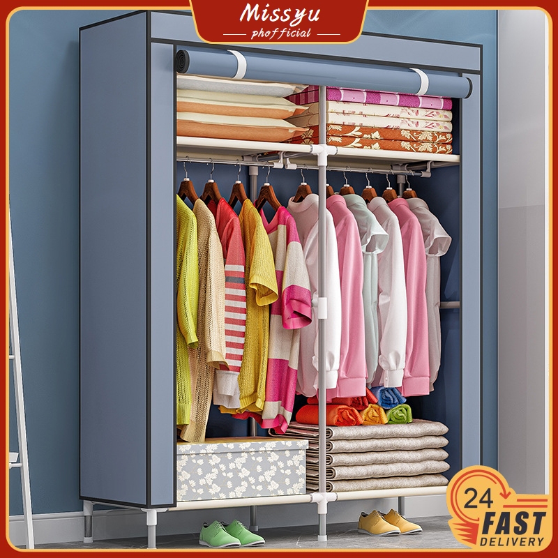 Zipper Wardrobe Clothes Storage Bedroom Clothes Hanging Assembly ...