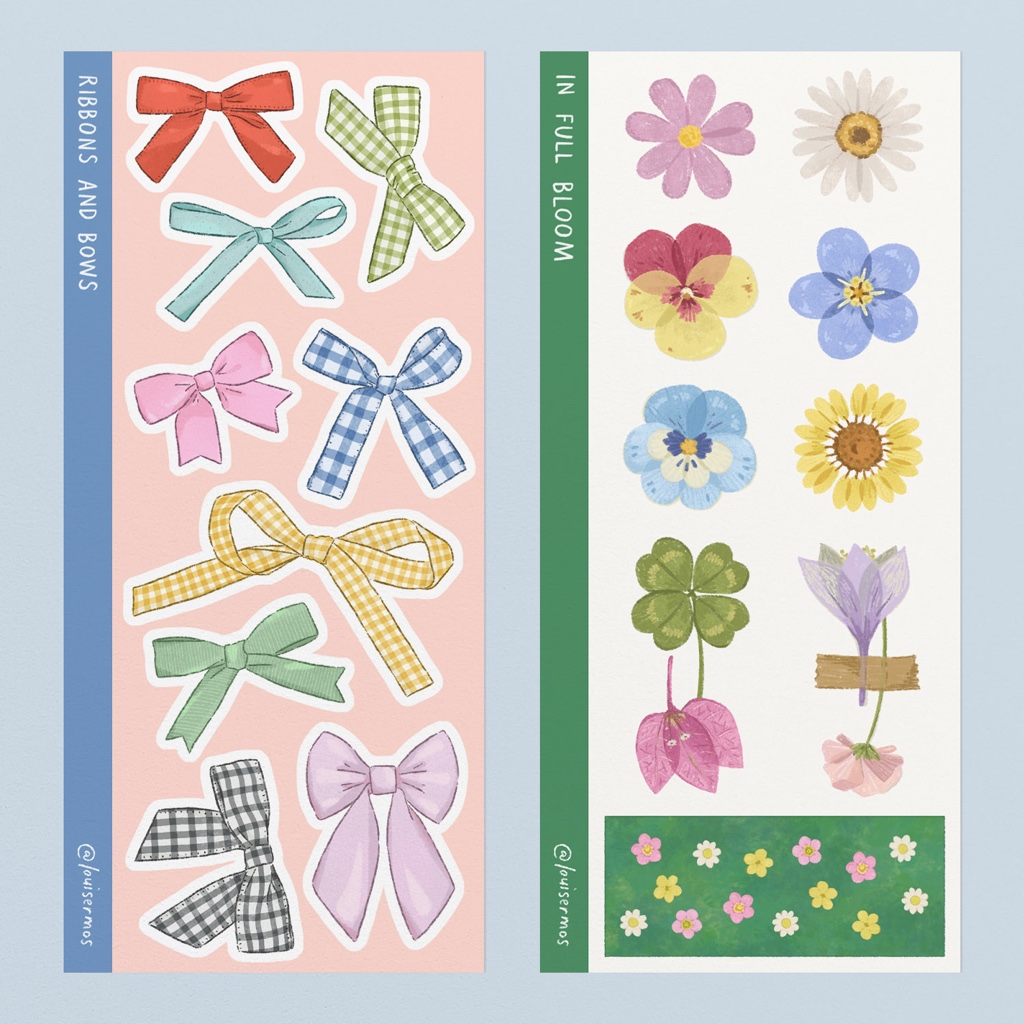 Ribbons & Bows In Full Bloom Vinyl Sticker Sheets Glitter Laminated ...