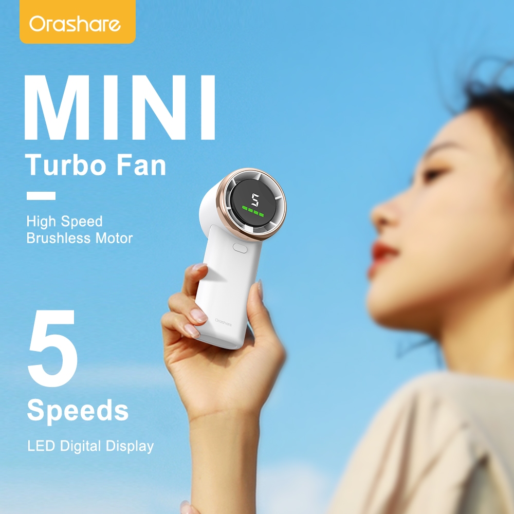 Orashare HF03 4000 mAh Turbo Fan Mini Fan Rechargeable Handheld ...