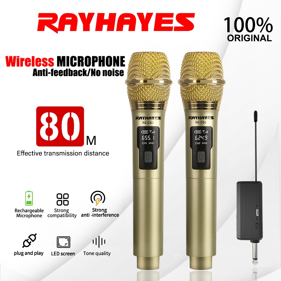 RAYHAYES Wireless Microphone Original UHF Rechargeable Suitable for ...