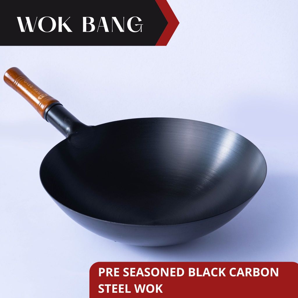 Wok Bang Pre-seasoned Carbon Steel Non-stick Wok Pan | Shopee Philippines