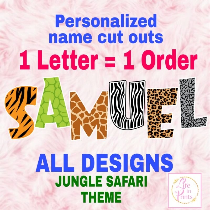 SAFARI LETTER CUT-OUTS / Printed / Personalized/ PRICE PER LETTER ...