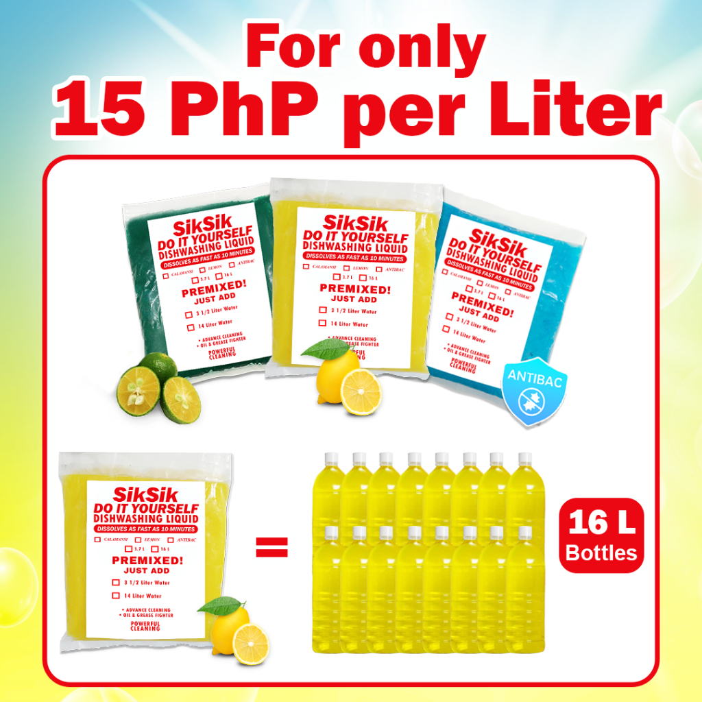 SIKSIK DIY Dishwashing Liquid Kit (2L, 4L & 16L Yield) - Easy Mix ...