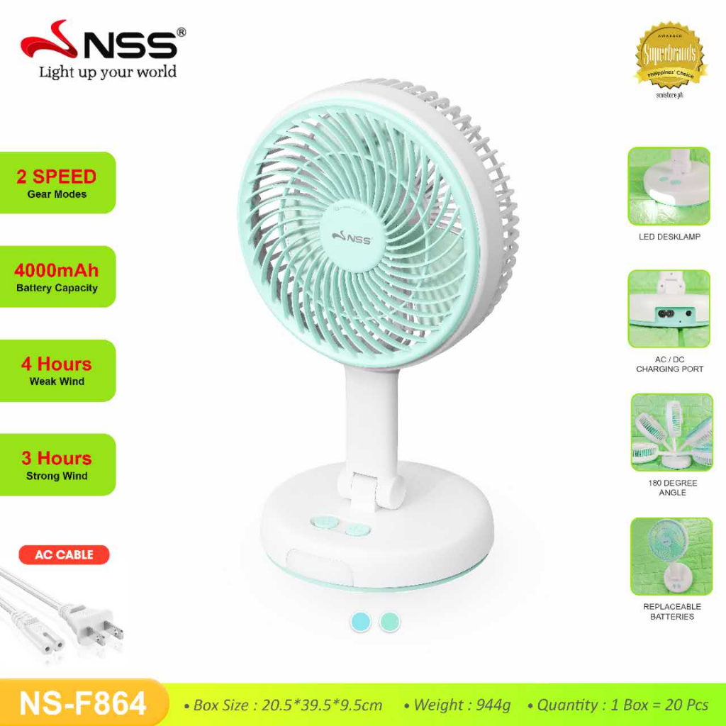 NSS Solar Desk Fan With Solar Panel 6/8 Inch Portable Rechargeable ...