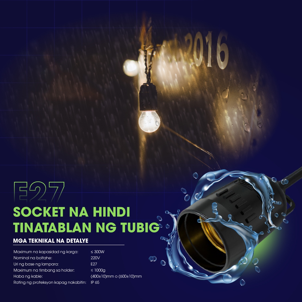 LED Light Bulb Holder IP65 Hindi Tinatablan ng Tubig na Power E27 ...