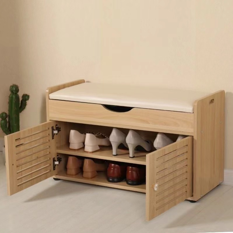 Shoe cabinet shoe locker door change shoe stool sofa stool double door ...