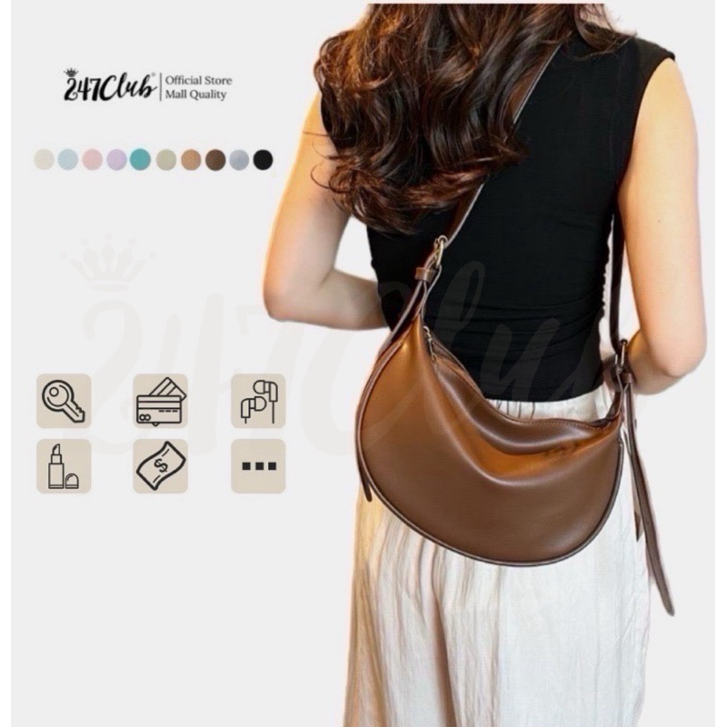 247 High Quality Casual Leather Women Dumpling Bag Crescent Moon Bags ...