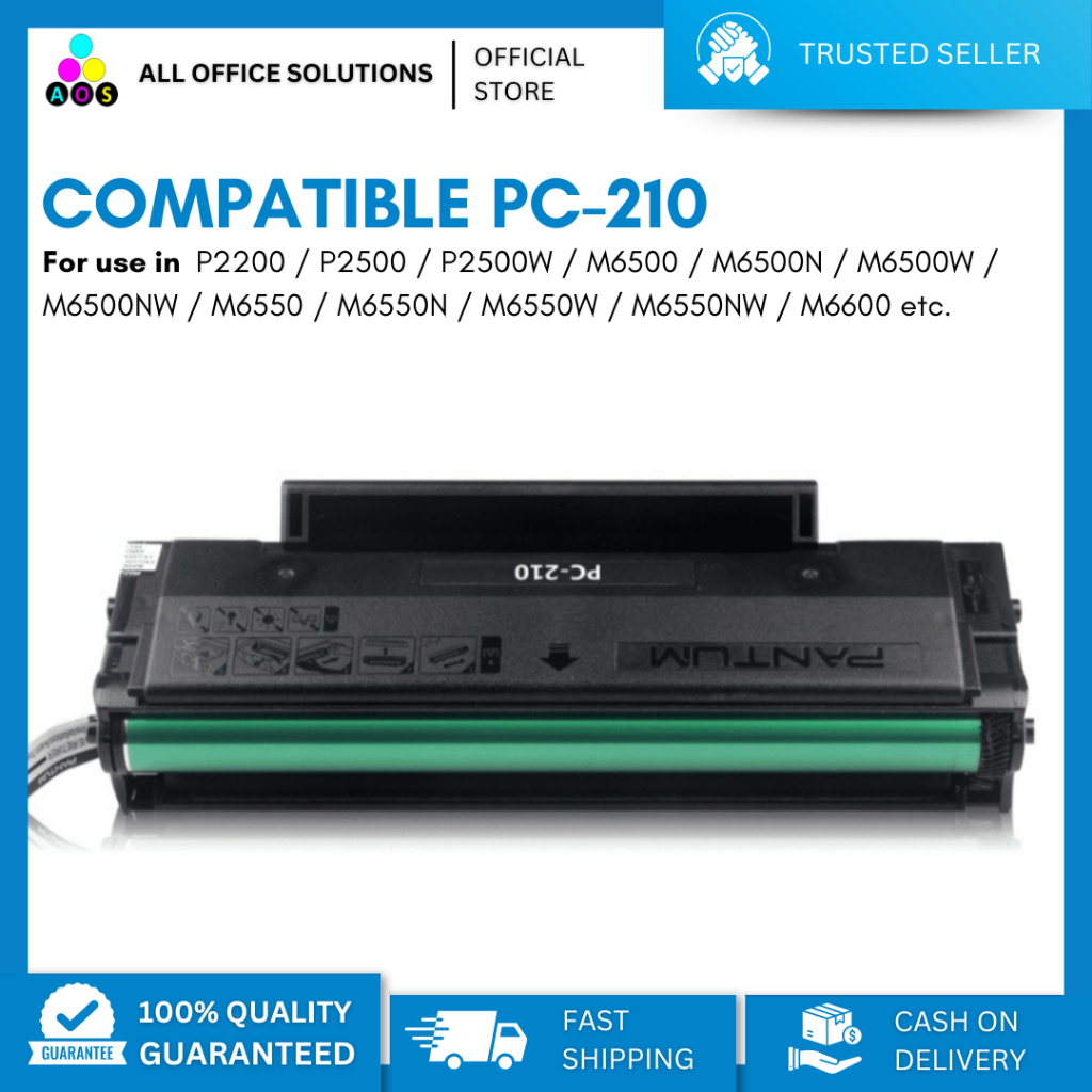 AOS Compatible For Pantum PC-210 Black Laser Toner Cartridge with Chip ...