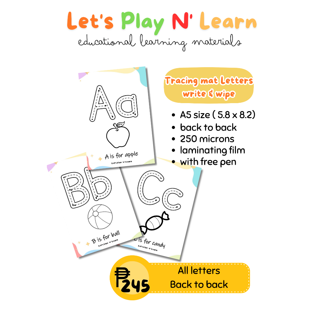 Playdough and tracing mats Letters, a5 size, letter A to Z Laminated ...