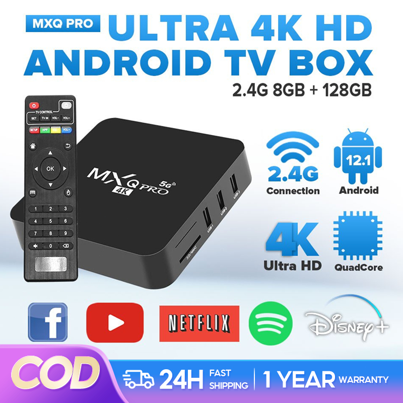 MXQ PRO TV Box 4K Ultra HD TV Box 8GB+128GB 2.4GHz Wireless Wifi Quad ...