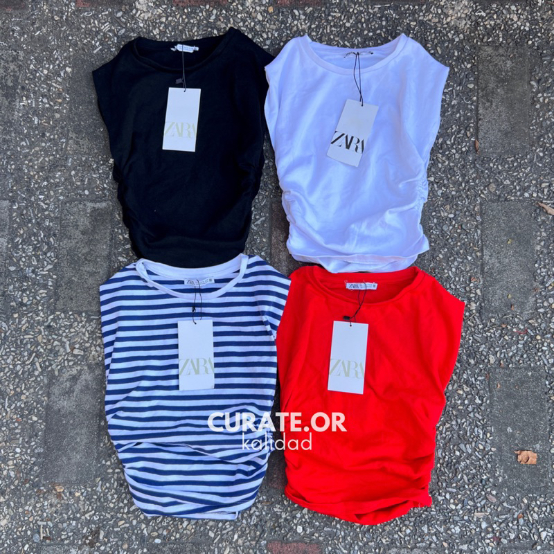 ZARA Side Gathered Stretchable Top (Authentic Overruns) | Shopee ...