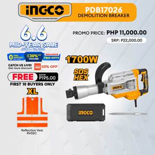 INGCO 1700W Concrete Percussion Demolition Jack Hammer Breaker Chipping ...