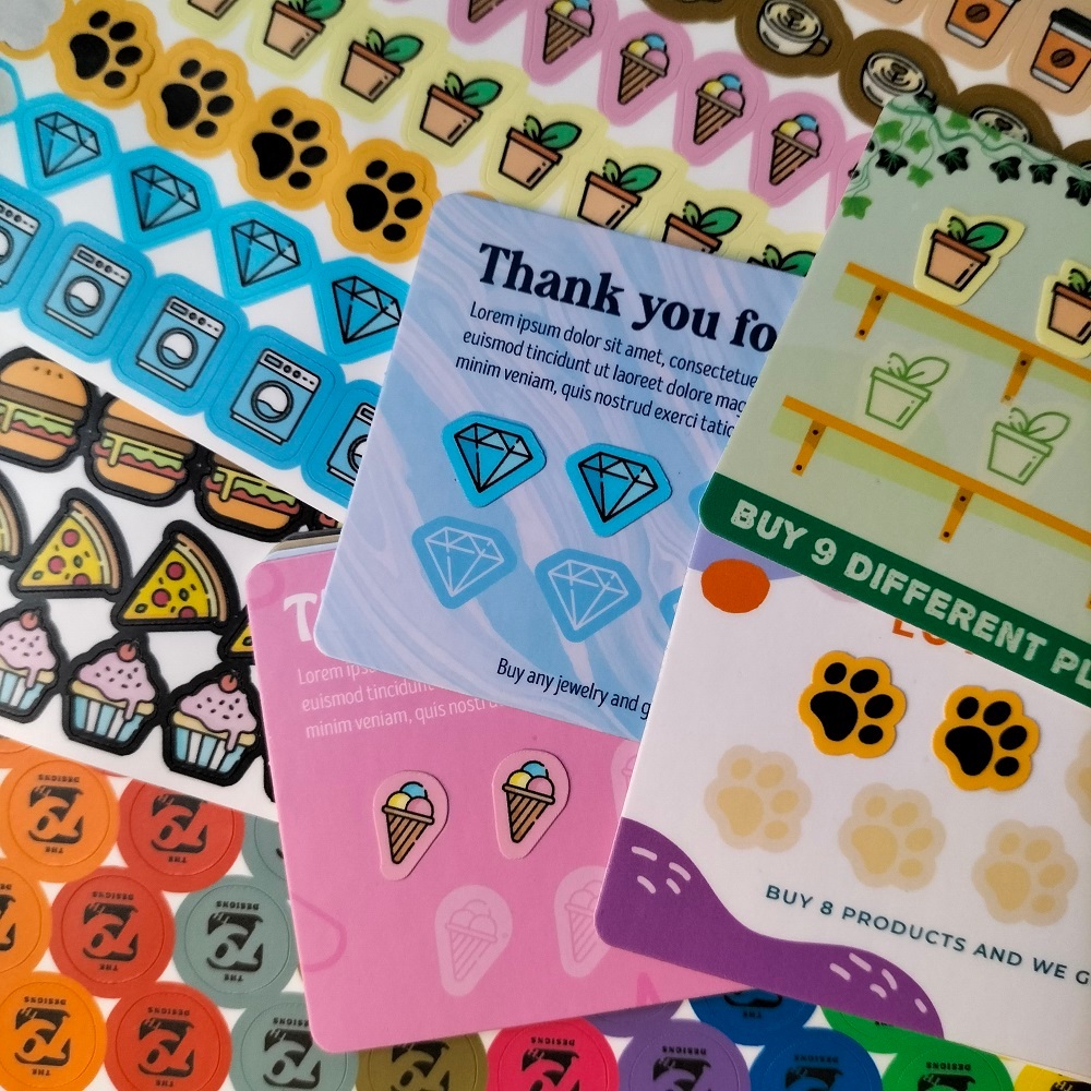 380+ Pcs Loyalty Sticker Stamps (Laminated/Round and Custom Cut Stamps ...