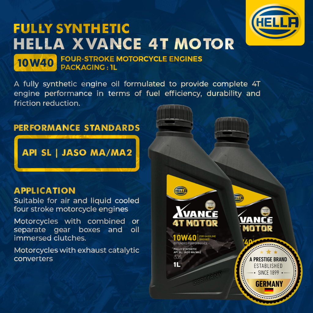 Hella Xvance 4T Motor 10W40 | 1L | Fully Synthetic Motorcycle Engine Oil | Shopee Philippines