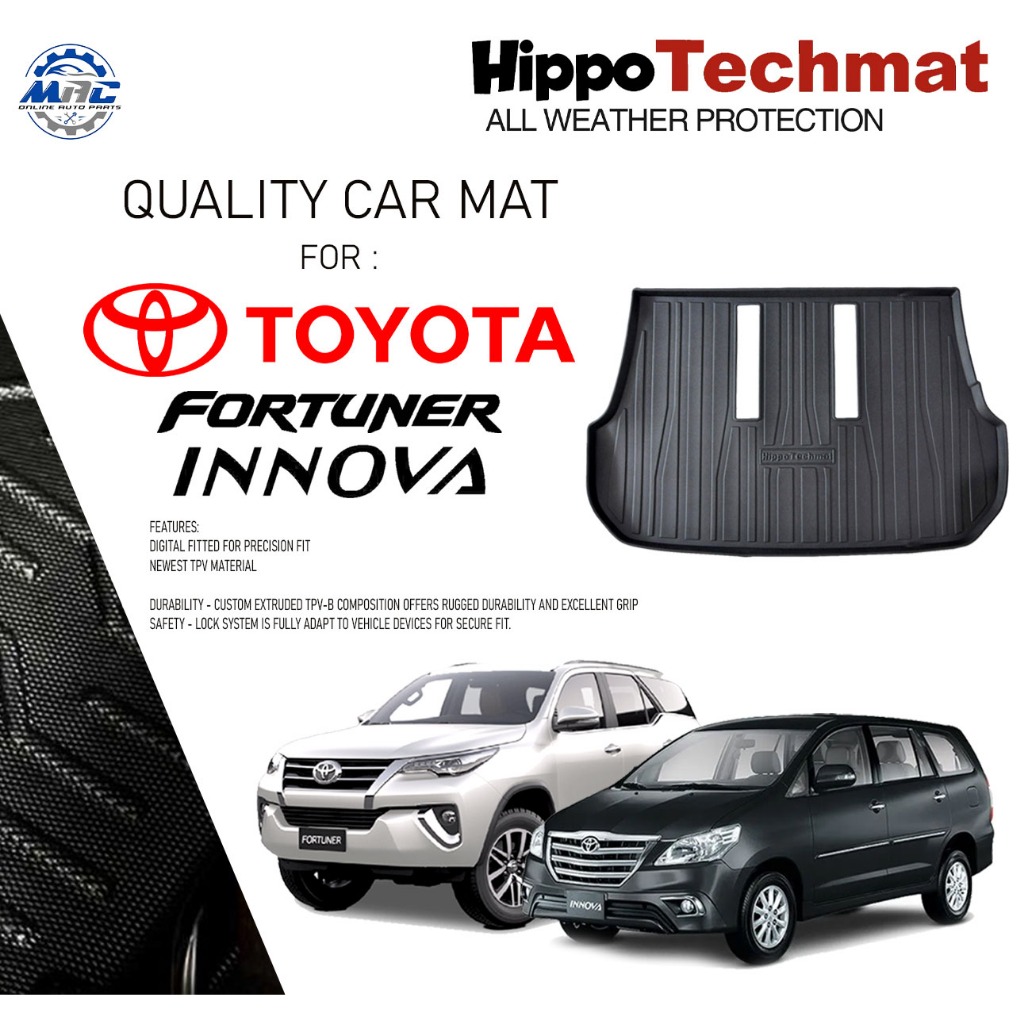 HIPPO TECHMAT for Toyota Fortuner / Innova 2016 to 2024 Cargo Deep Dish ...