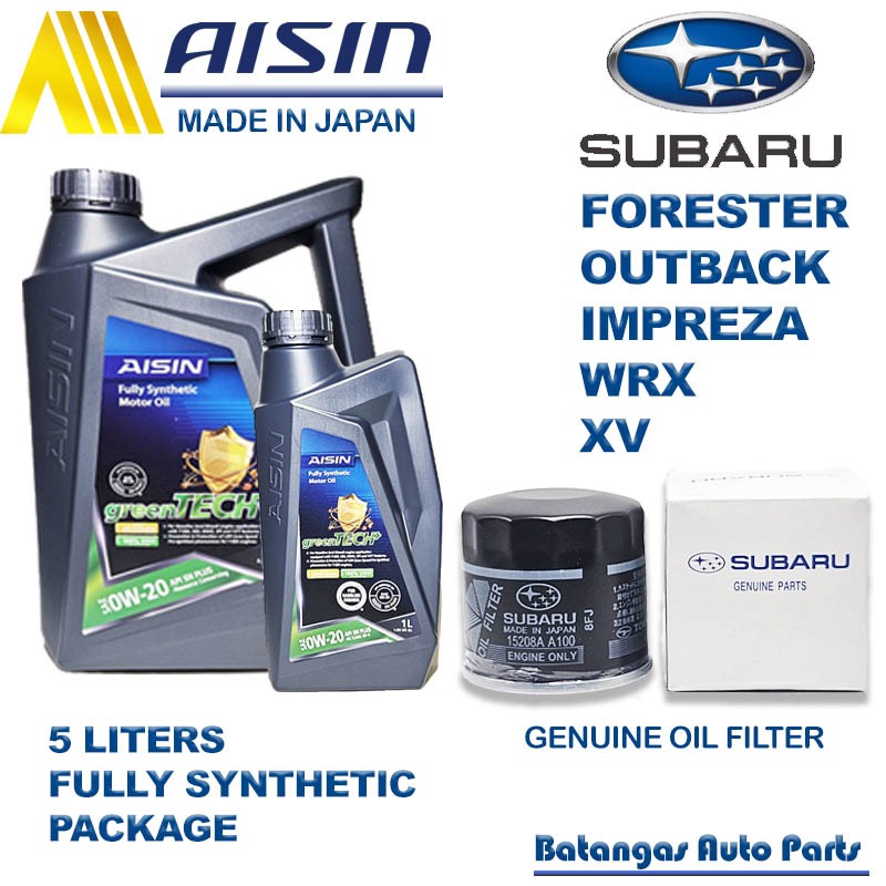 SUBARU CHANGE OIL PACKAGE BY AISIN FULLY SYNTHTIC OIL 0W20 With ORIG ...