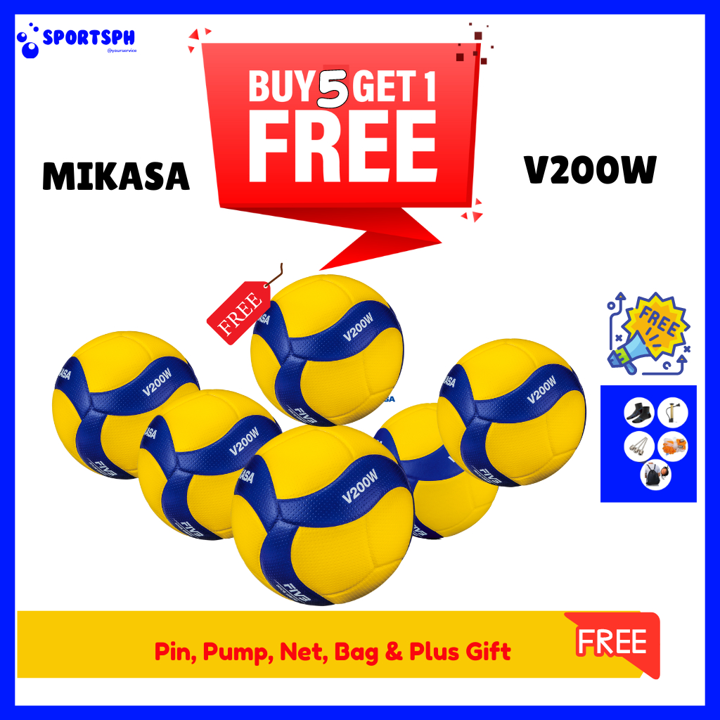 MIKASA V200W V300W V330W Volleyball Ball Buy 5 Get 1 Free Ball | Shopee ...