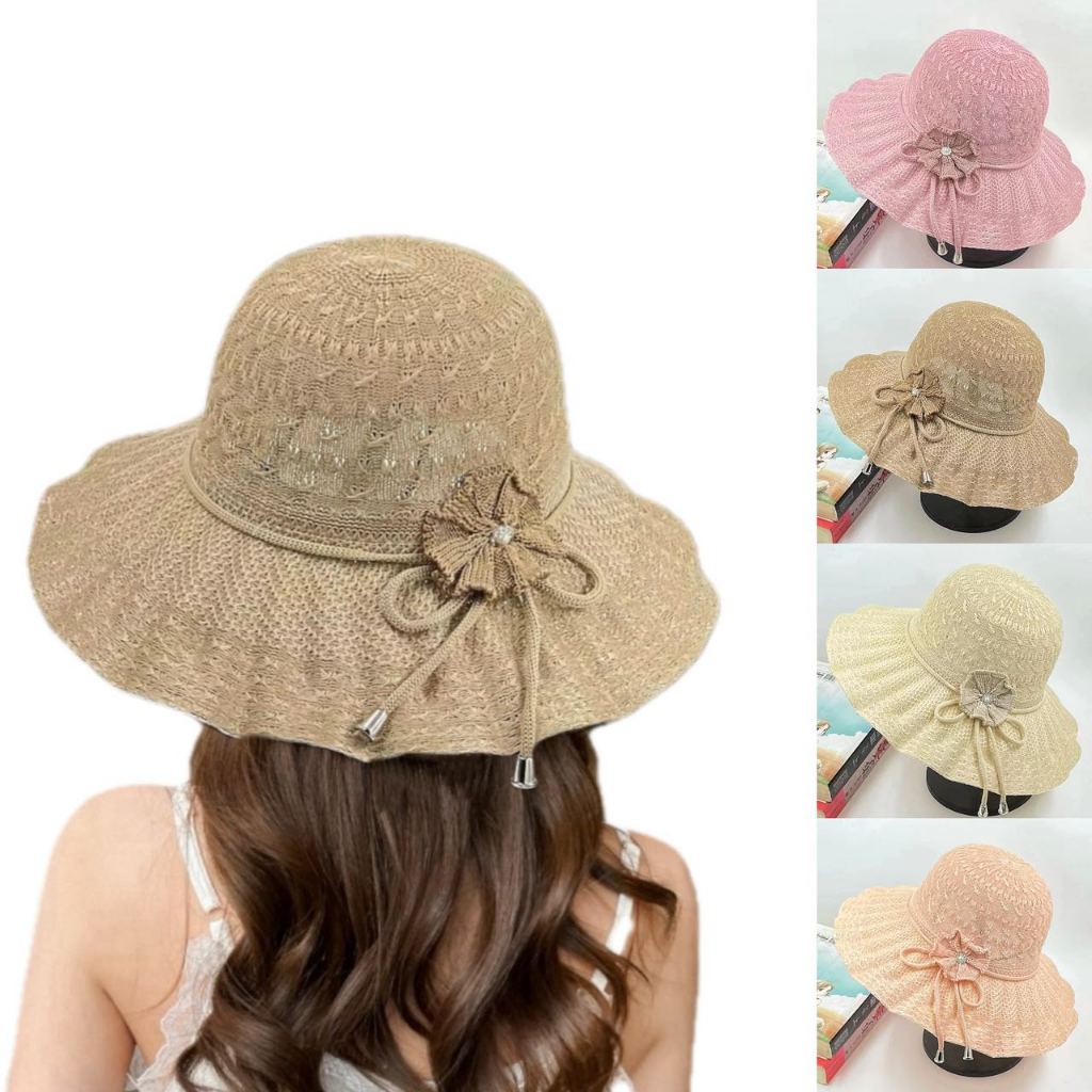 NEW Korean fashion Women Sun Hat wide brim straw hat Summer Beach Cap ...