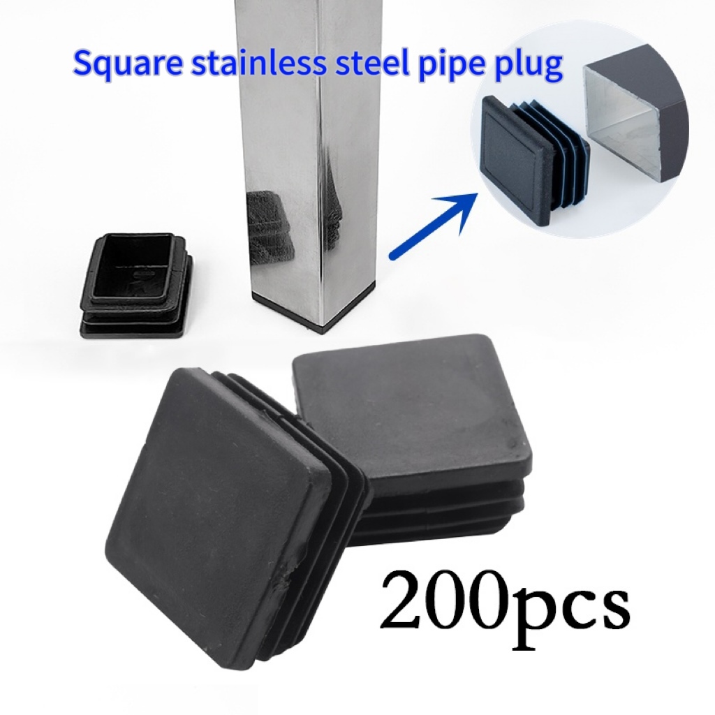 200pcs 1 Inch 25x25mm Black Square Tube End Cap Plastic Insert Type ...