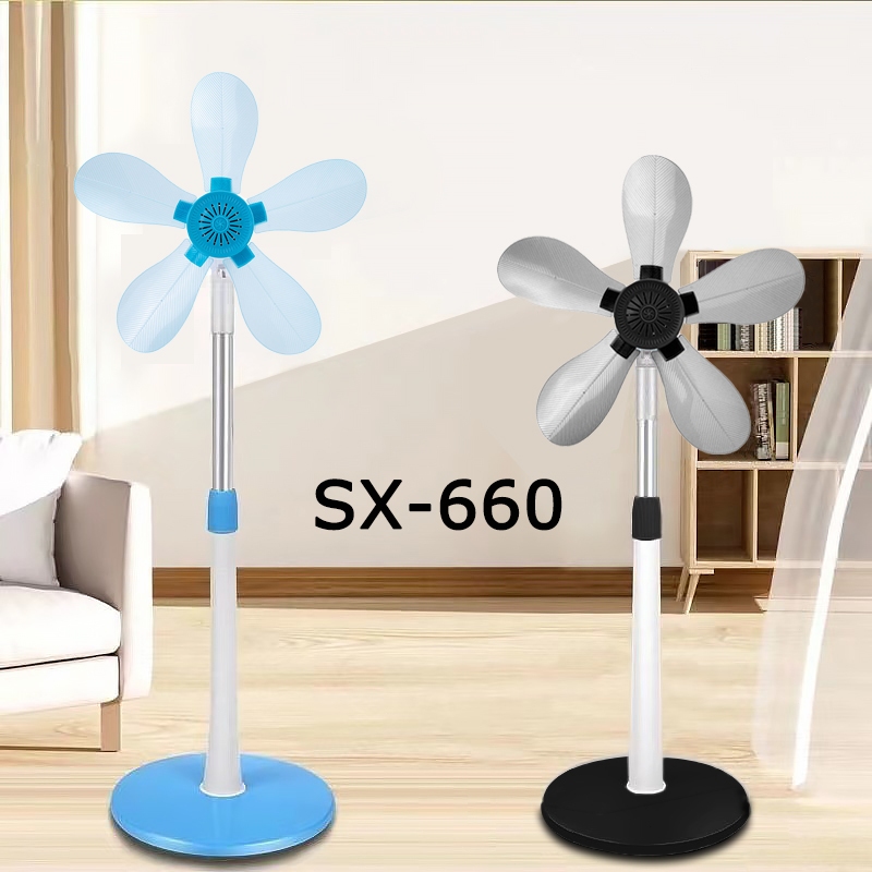 5 Blade Stand Fan Big Wind Portable Electric Floor Fan Adjustable ...
