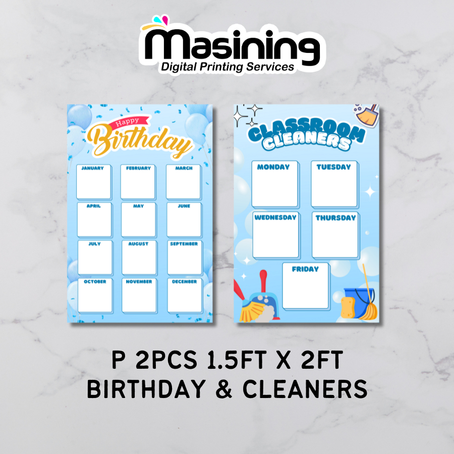 Classroom Cleaners and Birthday Corner School Chart Tarpaulin 2ft x 3ft ...