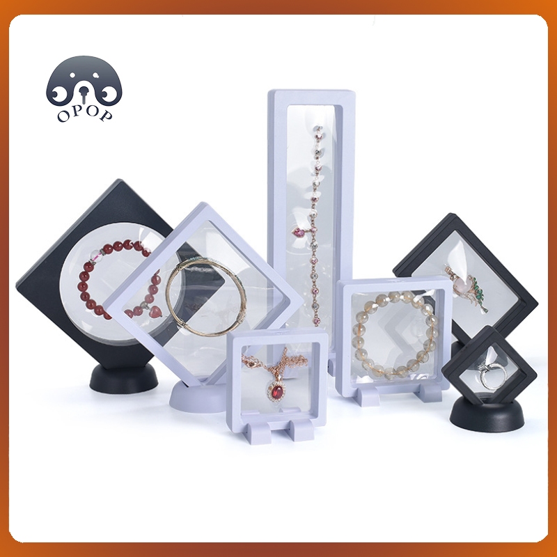Floating Frame 3D Display Jewelry Box Home Travel Hanging Storage Pe ...