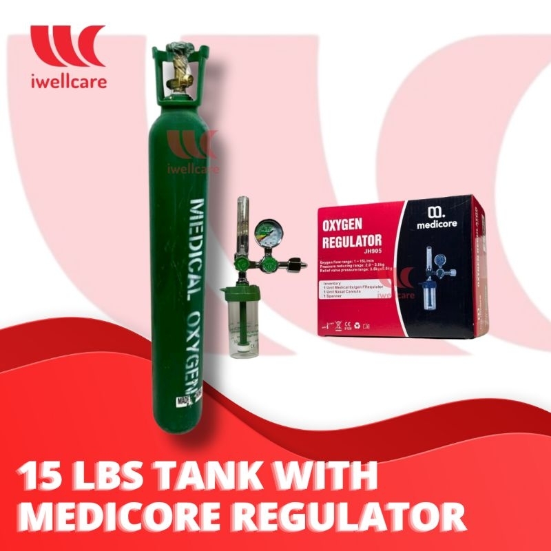 Oxygen Tank 15LBS with Complete Set (with refill/content and Medicore ...