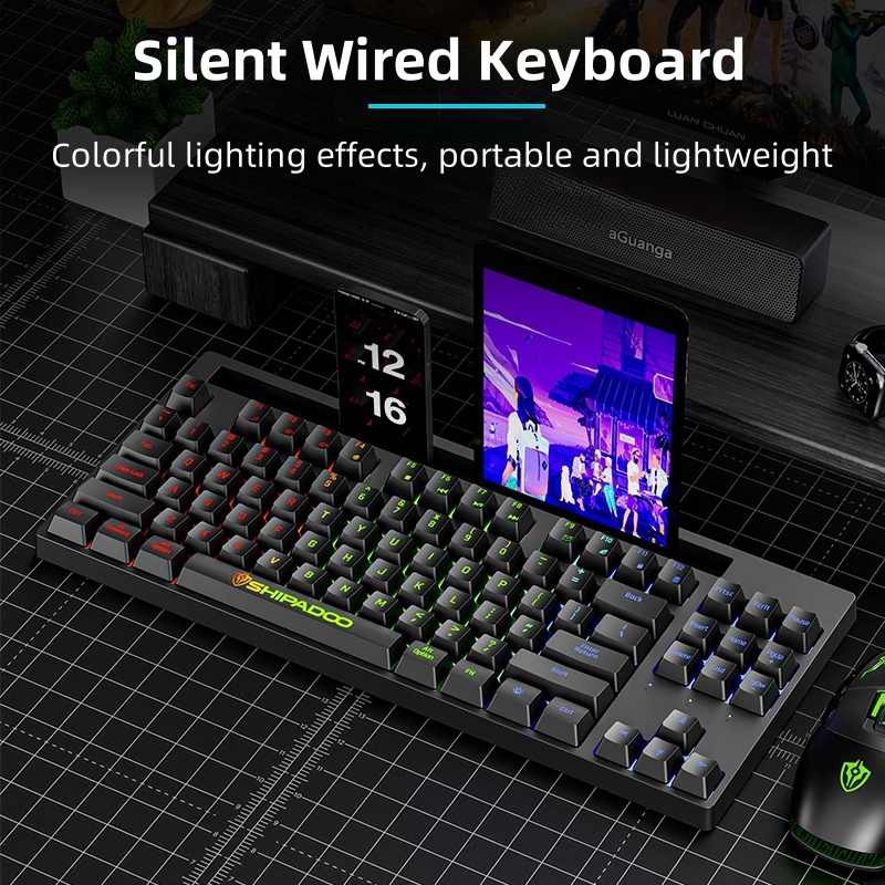 Wired Membrane Keyboard 87 Keys Font Luminous Laptop E-sports Game ...