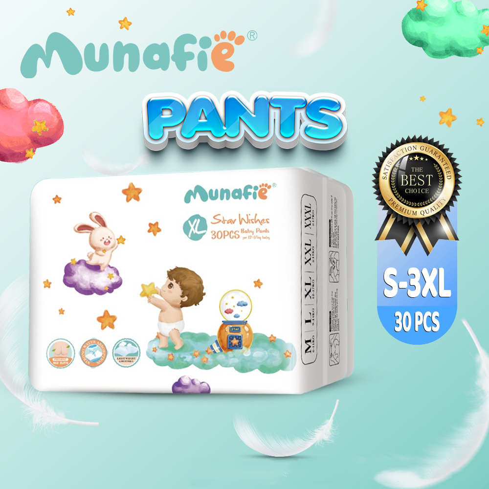 Munafie Disposable Pull-Up Pants Tapes Baby Diaper NB S M L XL XXL XXXL ...