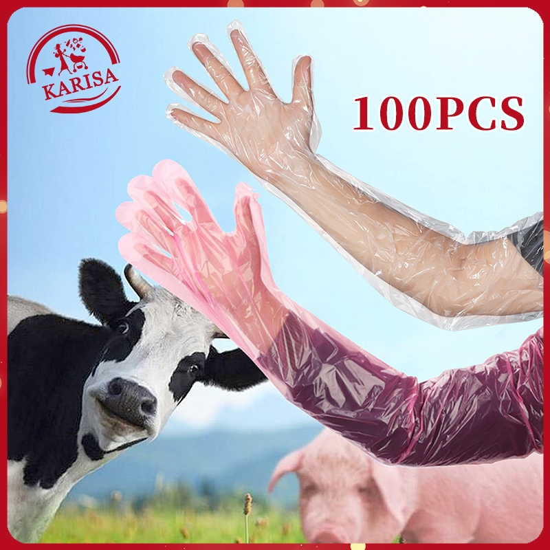 100Pcs Disposable Veterinary Gloves Long Arm Gloves for Farm Animals ...