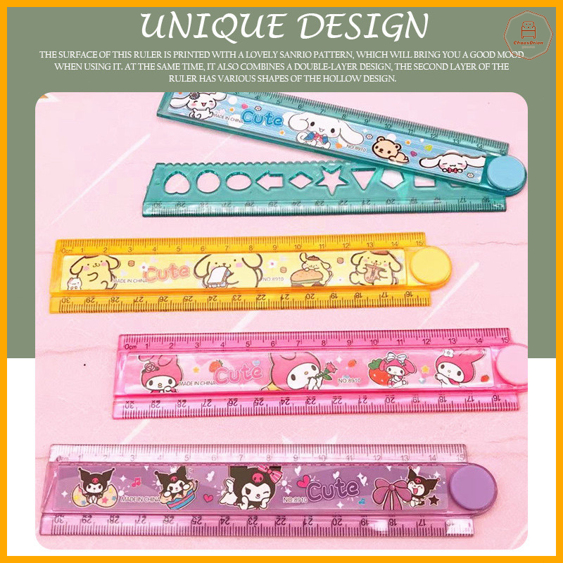 CHO⭐Cartoon Sanrio Multi-functional Ruler Student Stationery Ruler ...