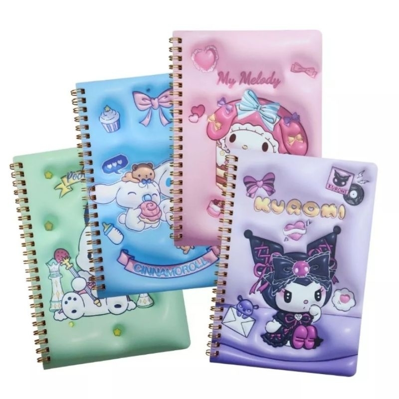 12pcs A5 Gold Spiral Notebook Sanrio Designs. | Shopee Philippines