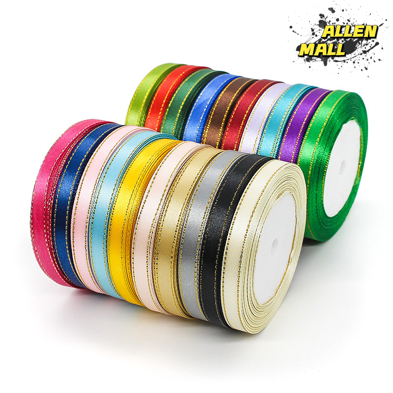 1/4'' (6mm) Gold Edge Ribbon High Quality Gift Box Packaging Decorative ...