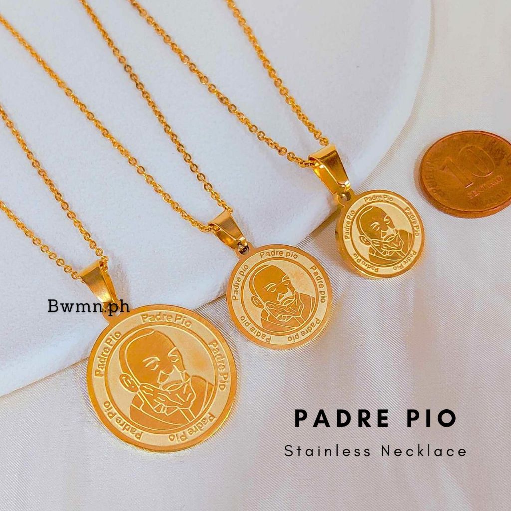 Bwmn.ph Padre Pio Stainless Gold Hypoallergenic Women Unisex Necklace ...