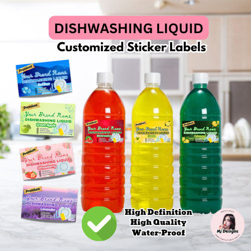 CUSTOMIZED WATERPROOF STICKER LABEL - DISHWASHING LIQUID | Shopee ...