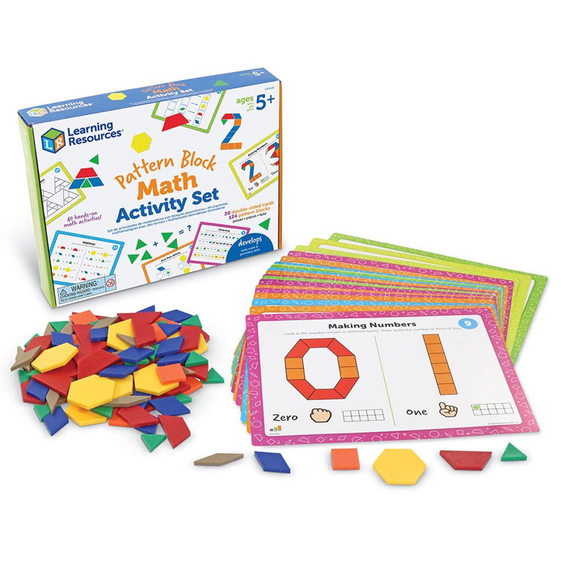 Learning Resources Pattern Block Math Activity Set, Math Games for Kids, Educational Game ...