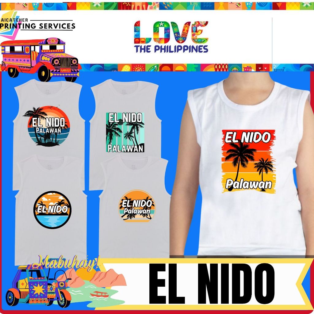 El Nido Design Trendy Graphic Muscle Tees for Kids to Adult | Shopee ...