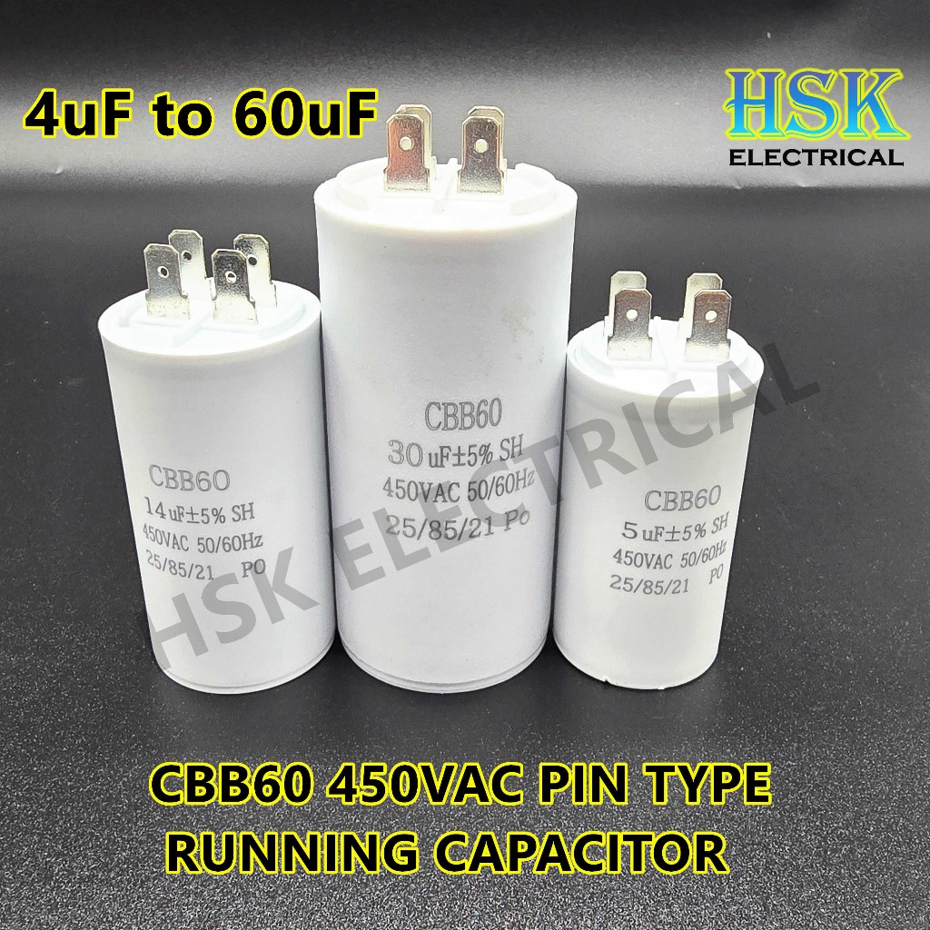 4uF to 60uF CBB60 Pin Type Running Capacitor 450VAC | Shopee Philippines