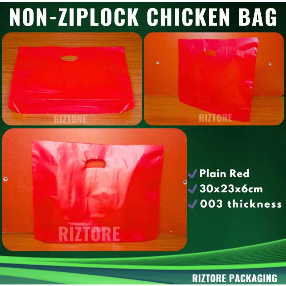 Non-Ziplock Chicken Bag with Handle (Red) | Shopee Philippines